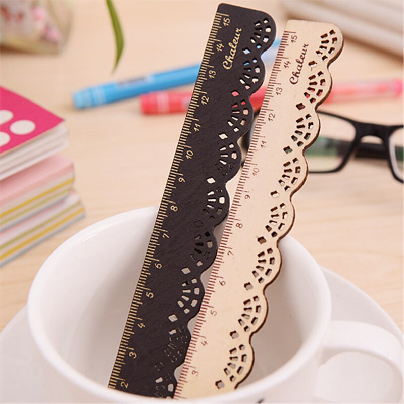 YOUE SHONE 1pcs 15cm retro sweet lace wooden ruler... – Grandado