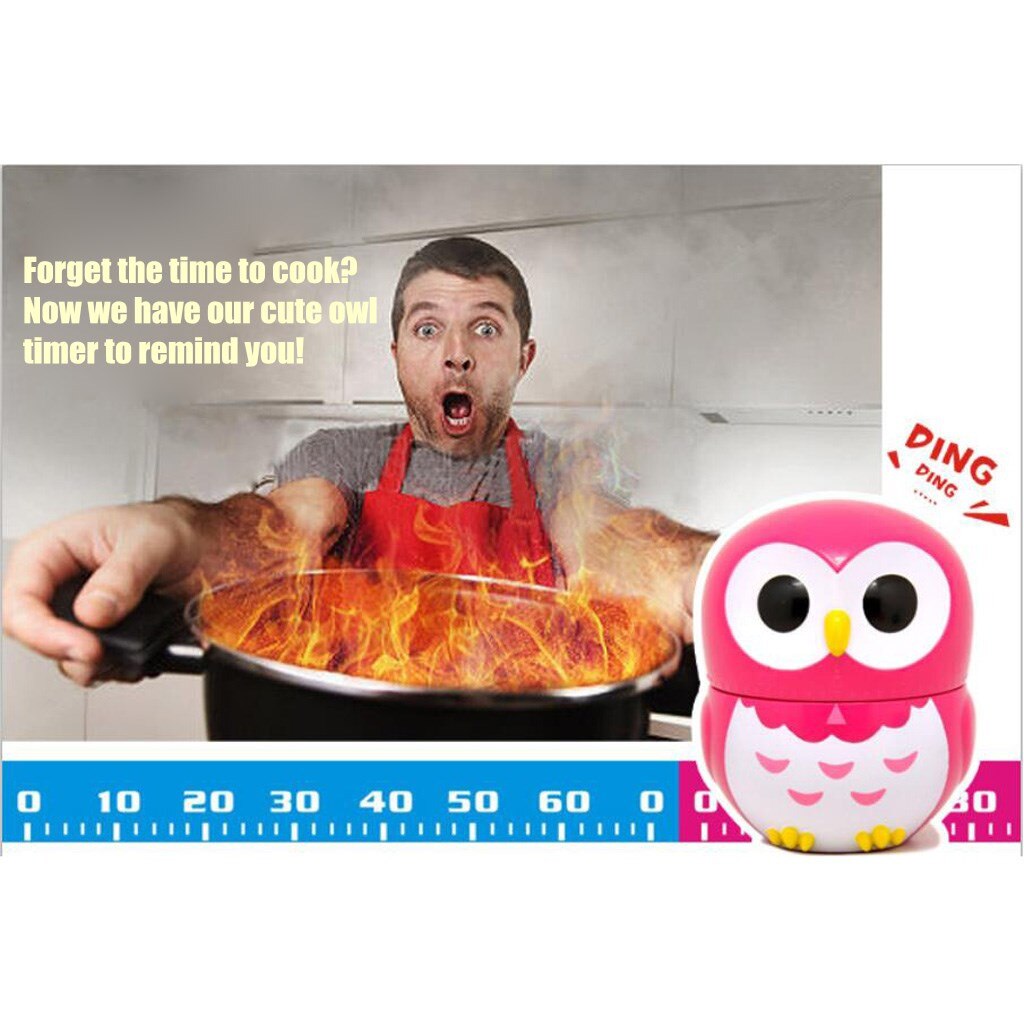 55 Minutes Kitchen Timer Alarm Mechanical Owl Shap... – Grandado