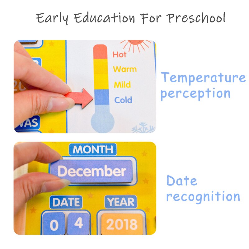 Wooden Kids Magnetic Weather Calendar Board Month ... – Grandado