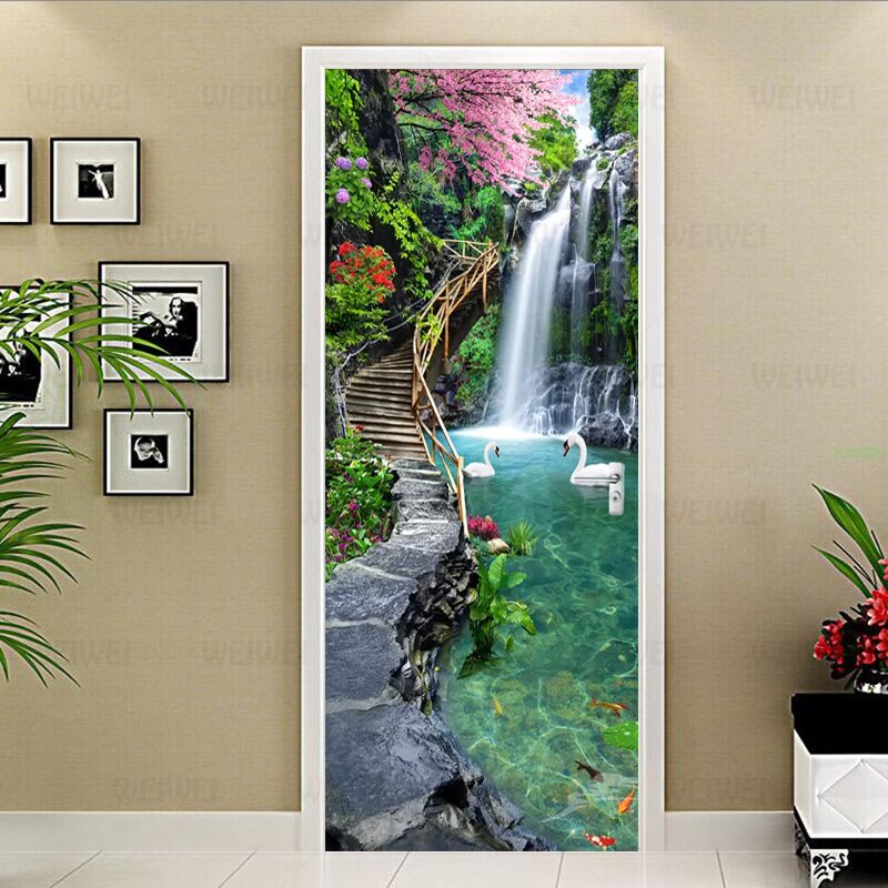 3D Nature Landscape Waterfalls Door Wall Sticker L... – Vicedeal