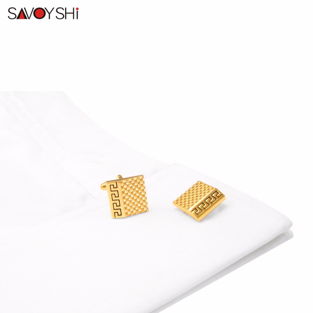 SAVOYSHI Classic Concise Cufflinks Cuff button Squ... – Grandado
