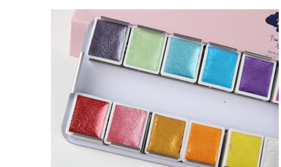 12 pearl Colors Pigment Solid artist Watercolor ca... – Grandado
