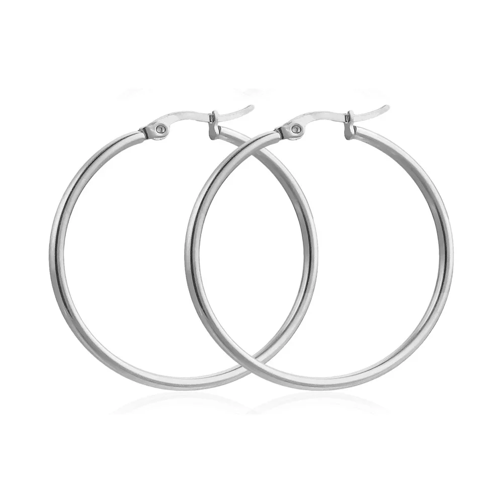 5 par rostfria örhängen med stora cirklar, gyllene... – Vicedeal