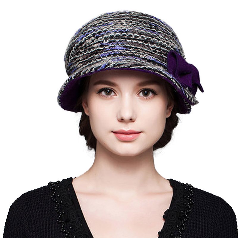 FS Wolle Gestrickte Hut Frauen Winter Lila Wein Ro... – Vicedeal