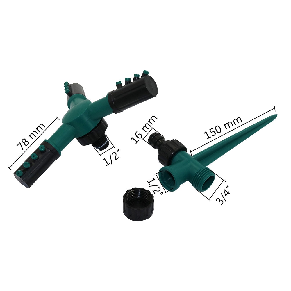 3-head 360 Angles Rotating Sprinkler With Support ... – Vicedeal