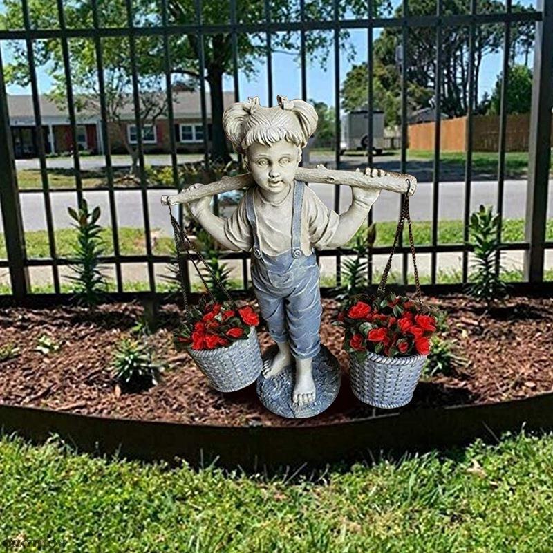 Little Girl Carrying Flowers Statue Garden Sculptu... – Grandado