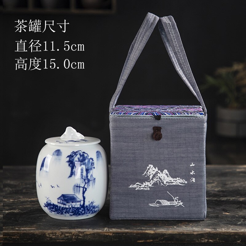 Hand-Painted Blue Pattern Ceramic Tea Caddy Tea Pa... – Vicedeal