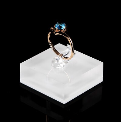 White Acrylic Crystal Square Ring Display Stand Ri... – Grandado