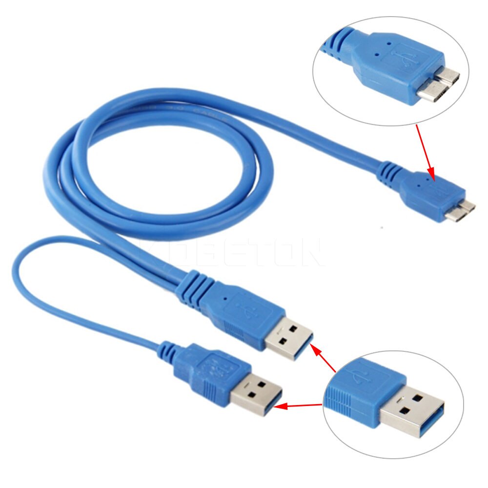 Dual USB 3.0 A naar Micro-B USB 3.0 Y-Kabel voor H... – Vicedeal