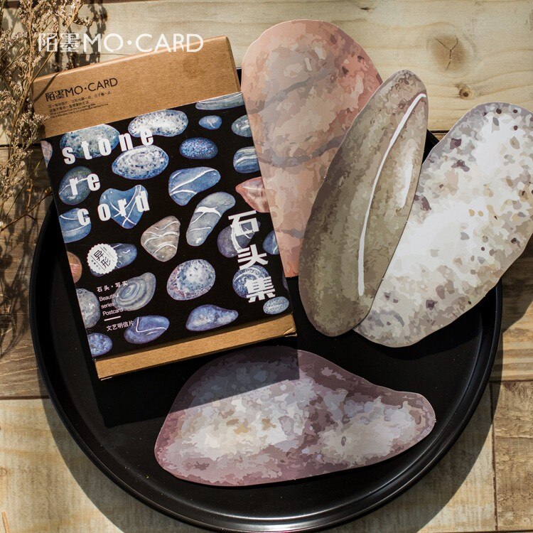 30pcs/lot Stone Record Shaped Postcards DIY Letter... – Grandado