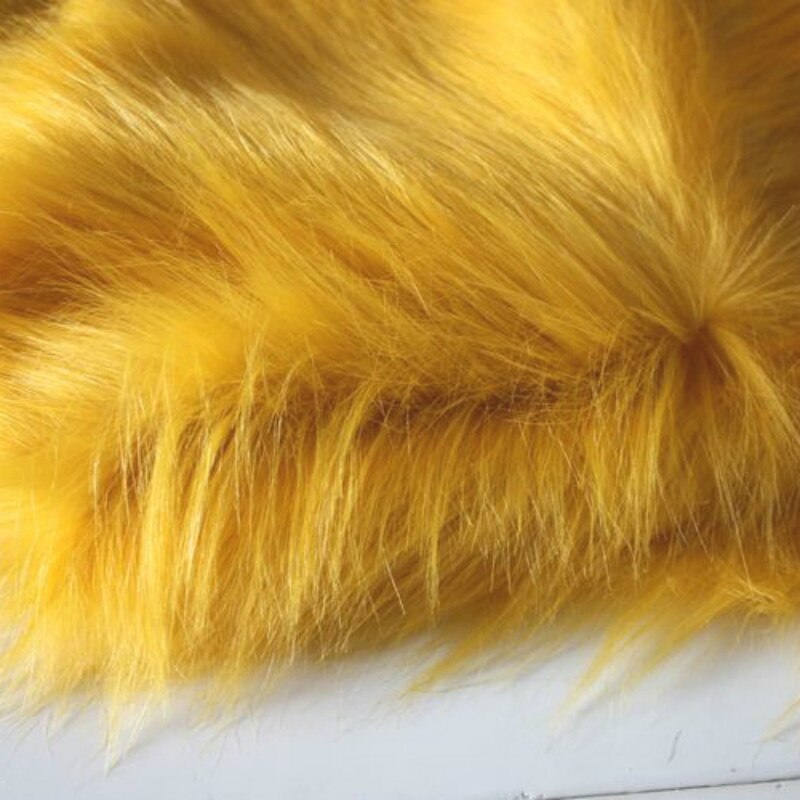 Golden yellow 9cm long plush fur fabric cabinet ta... – Grandado