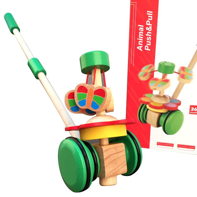Baby toy walker wooden single pole cartoon drag tr... – Grandado