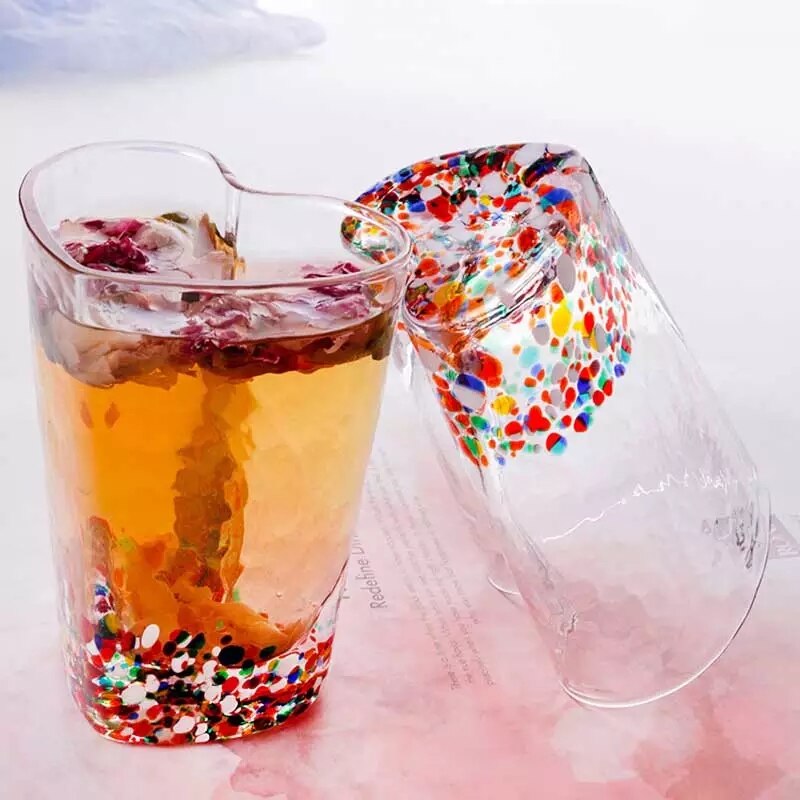 160ml Love Heart Shaped Glass Cup Colorful Hammer ... – Vicedeal