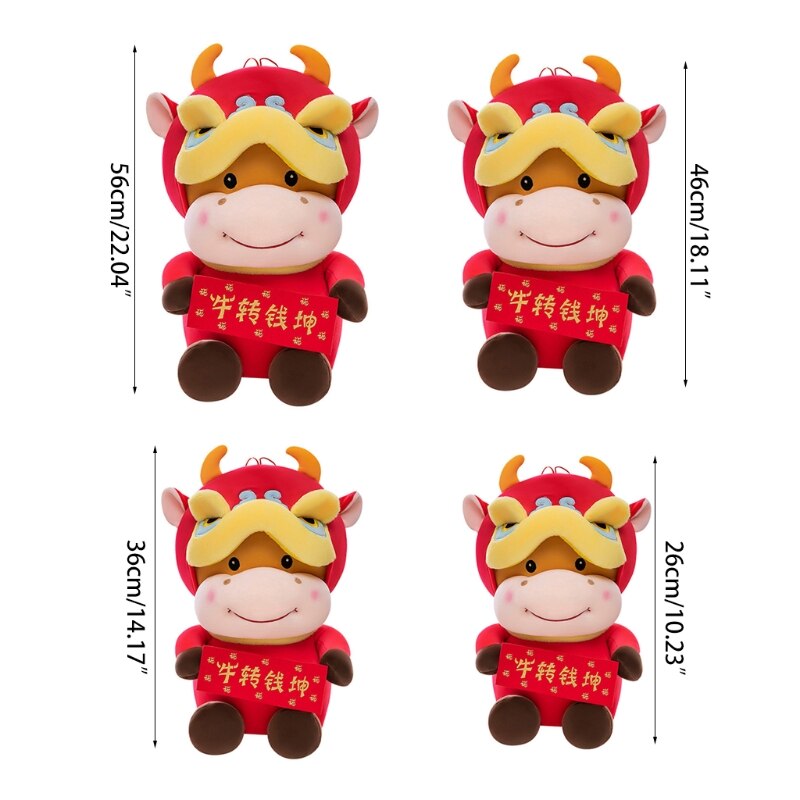 Chinese Year Red Bull Decoration Year of The Ox Fe... – Grandado