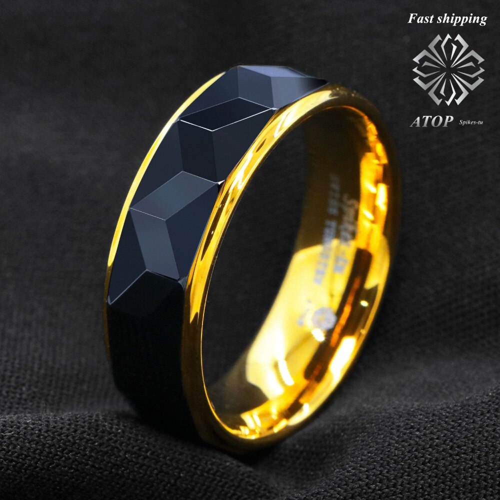 8 Black Rhombus high polished ATOP Tungsten ring 1... – Grandado
