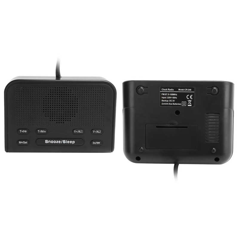 Alarm Clock FM Radio Black with Dual Buzzer for Ch... – Grandado