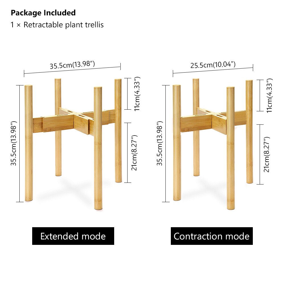Natural Wood Bamboo Four-legged Flower Stand Stron... – Grandado
