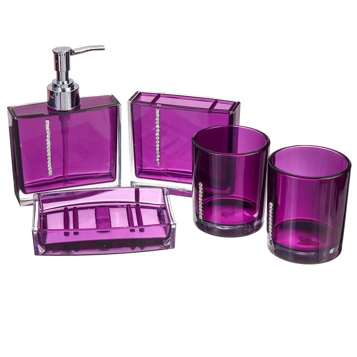 5PCS Acrylic Bathroom Accessories Set Soap Dispens... – Vicedeal