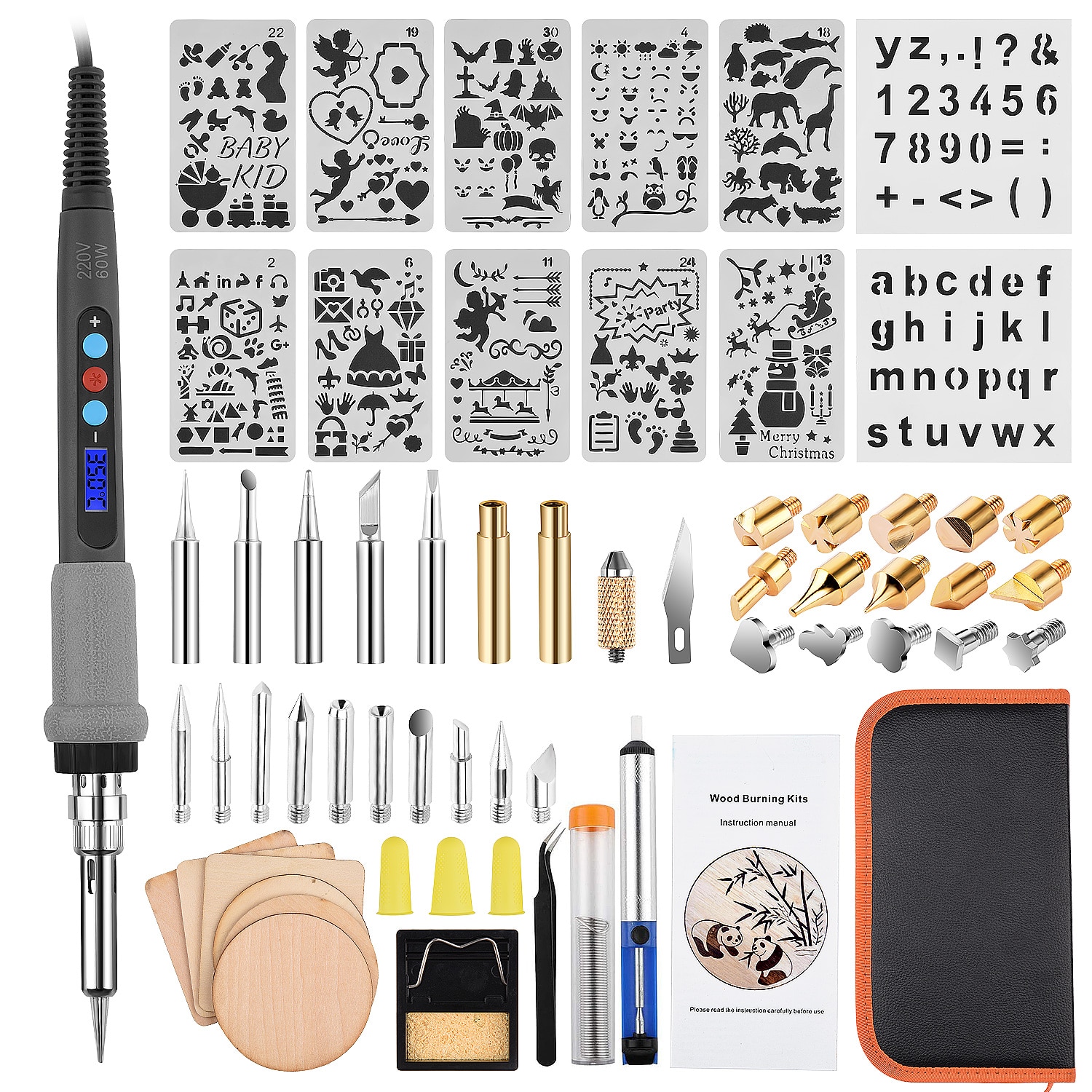 62Pcs 60W Wood Burning Kit Carving Pyrography Pen ... – Vicedeal