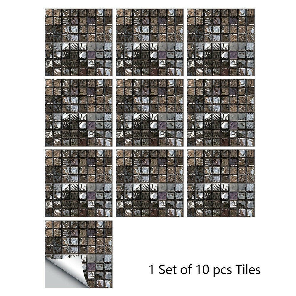 10pcs Black Abstract Mosaic Wall Sticker PVC Self-... – Grandado