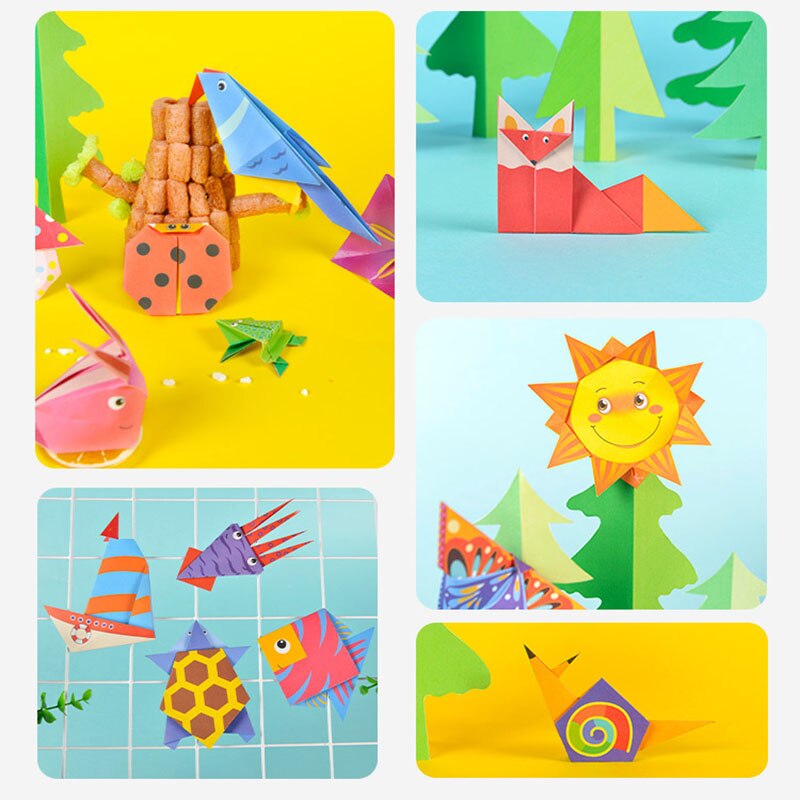 Firkantet origami papir doble sider farge blomst f... – Grandado