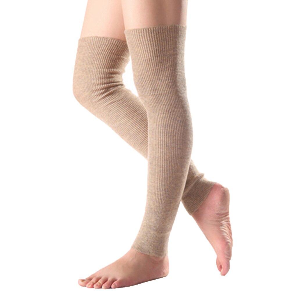 Lady Women Solid Color Knee High Knit Leg Warmers ... – Vicedeal