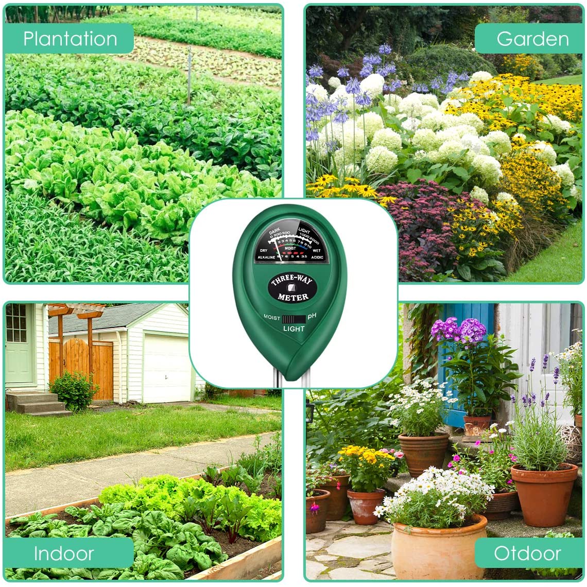 Soil pH Meter, 3-in-1 Soil Tester Kits with Moistu... – Vicedeal