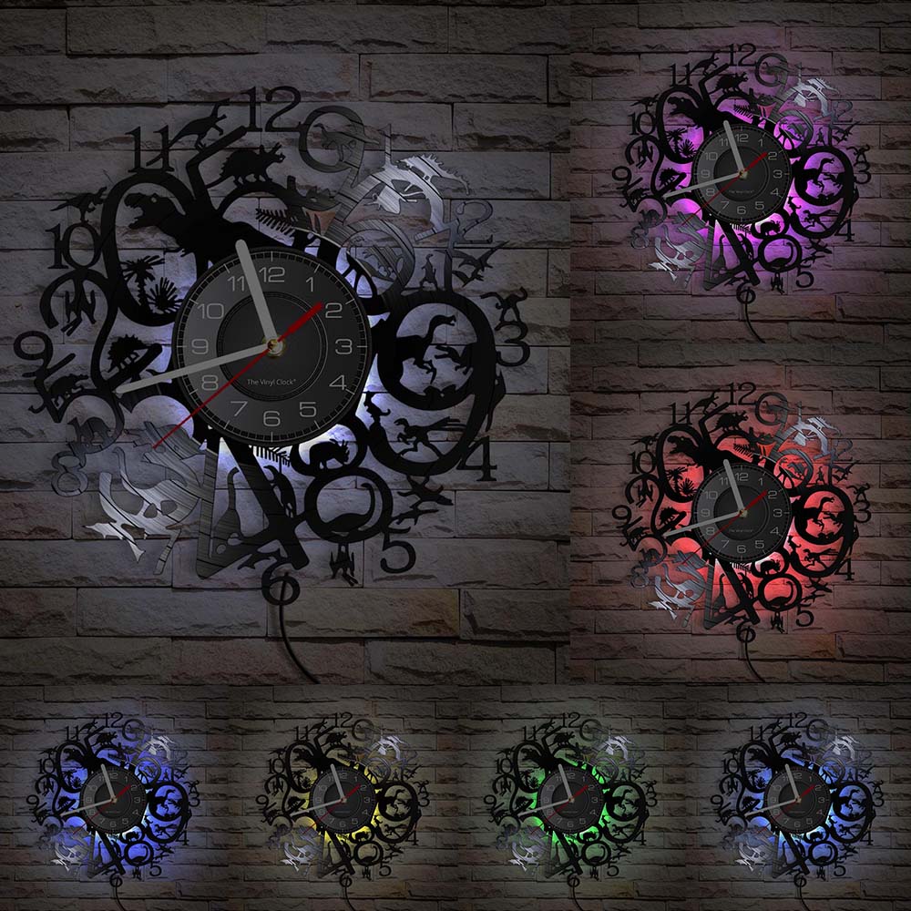 Retro Art Different Dinosaur Species Wall Clock Di... – Grandado