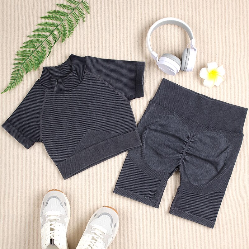 ATHVOTAR Ribbed Set Sports Suit Two Piece Clothes ... – Grandado