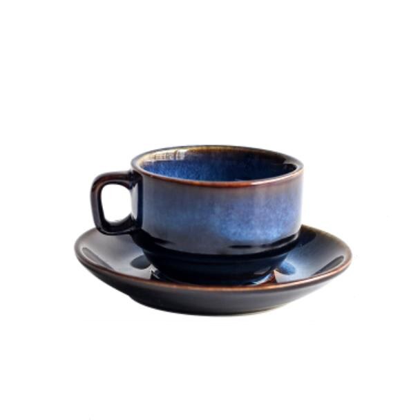 Ceramic Deep Blue Coffee Cup Saucer Set Breakfast ... – Grandado