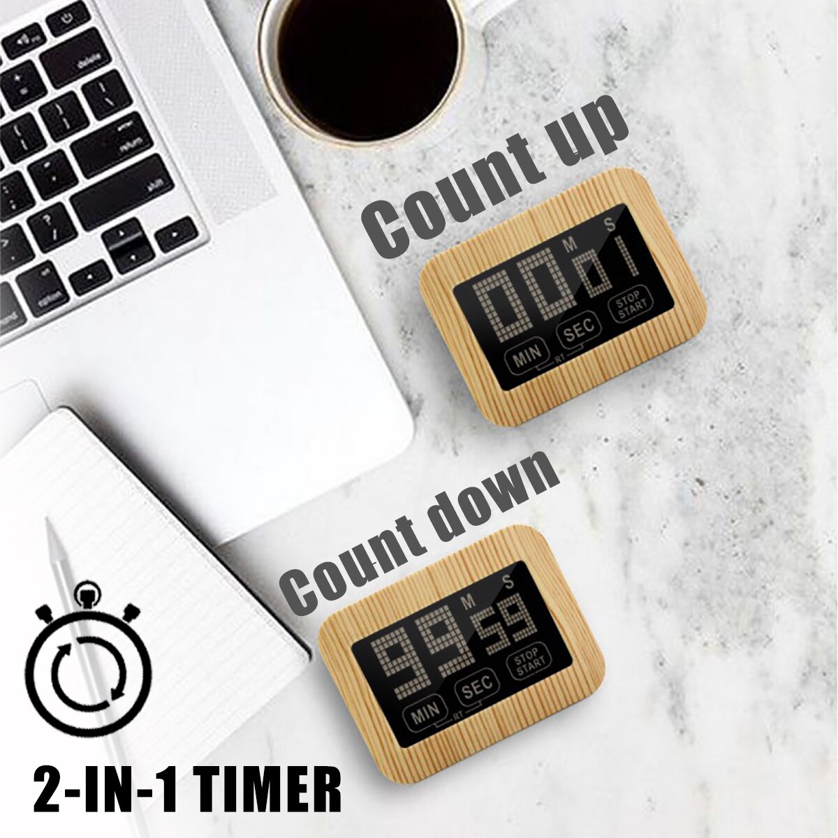 Digital Kitchen Timer Magnetic Countdown Clock Lar... – Grandado