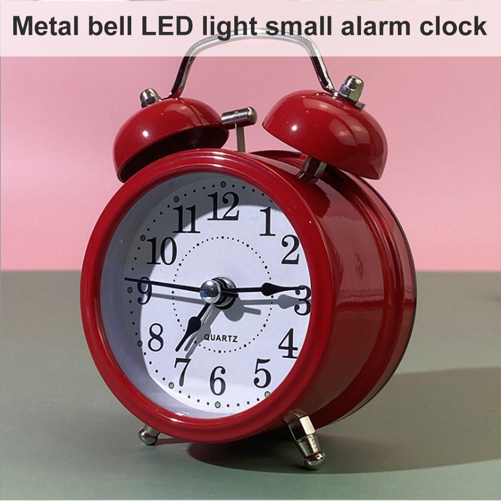 Alarm Clock Retro Twin Bell Metal Desk Table Analo... – Grandado