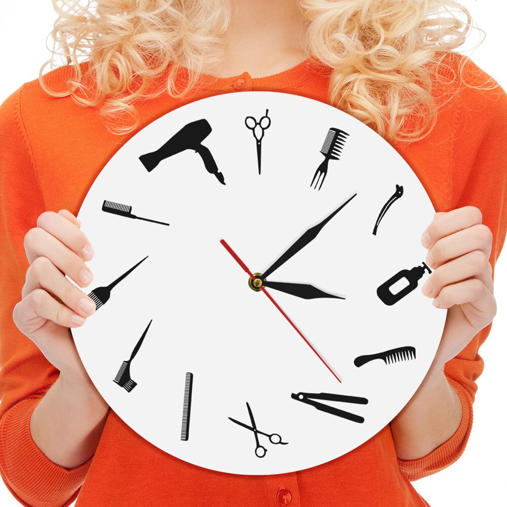 Barber Shop Instrument Mood 3D Wall Clock Round Wa... – Vicedeal