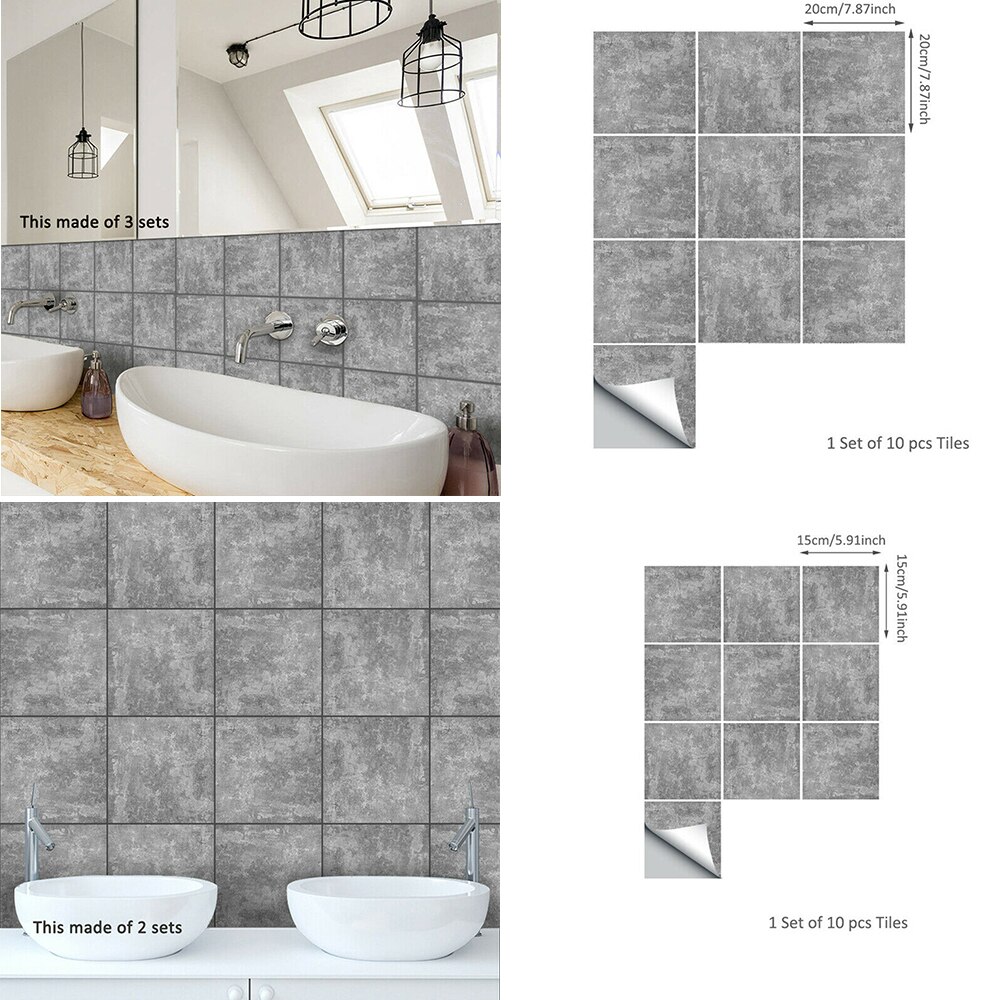10pcs Grey Industry Concrete Feel Adhesive Bath Ki... – Vicedeal