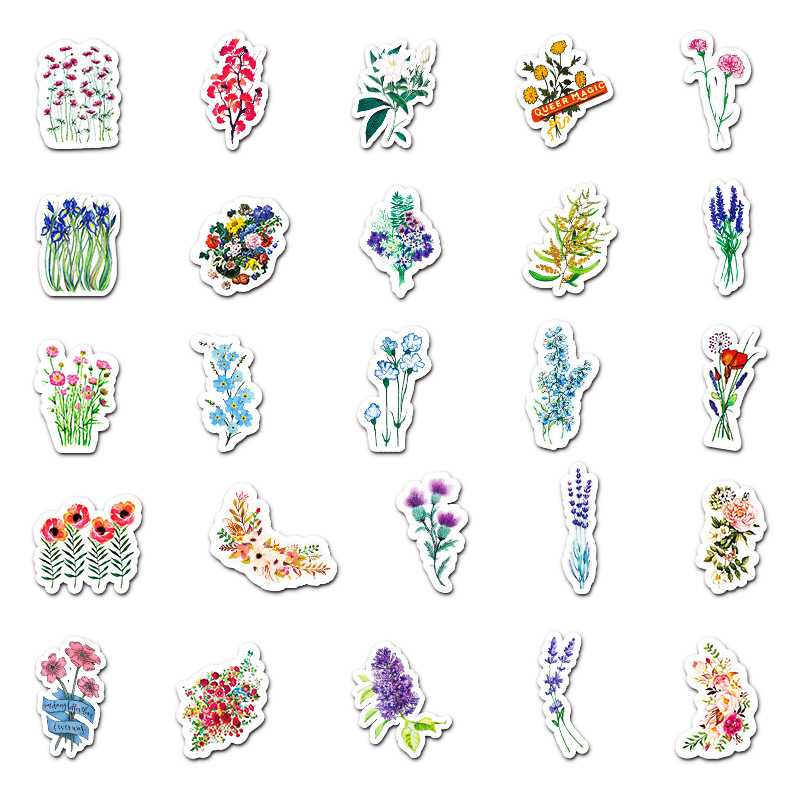 50pcs/set Flower Theme Sticker Waterproof for Car ... – Grandado