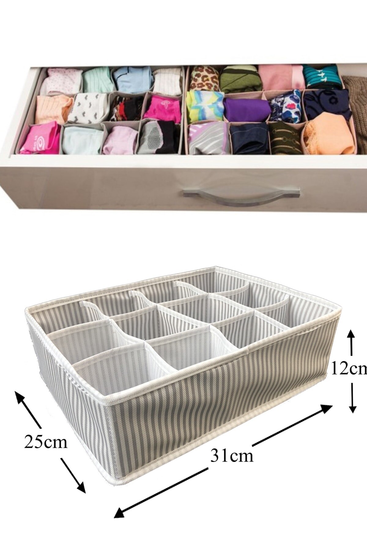 12 compartments In Drawer Organizer-Striped – Vicedeal
