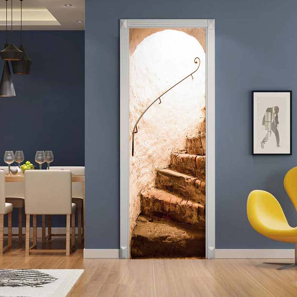 Vintage 3D Staircase Access Door Sticker Self Adhe... – Grandado