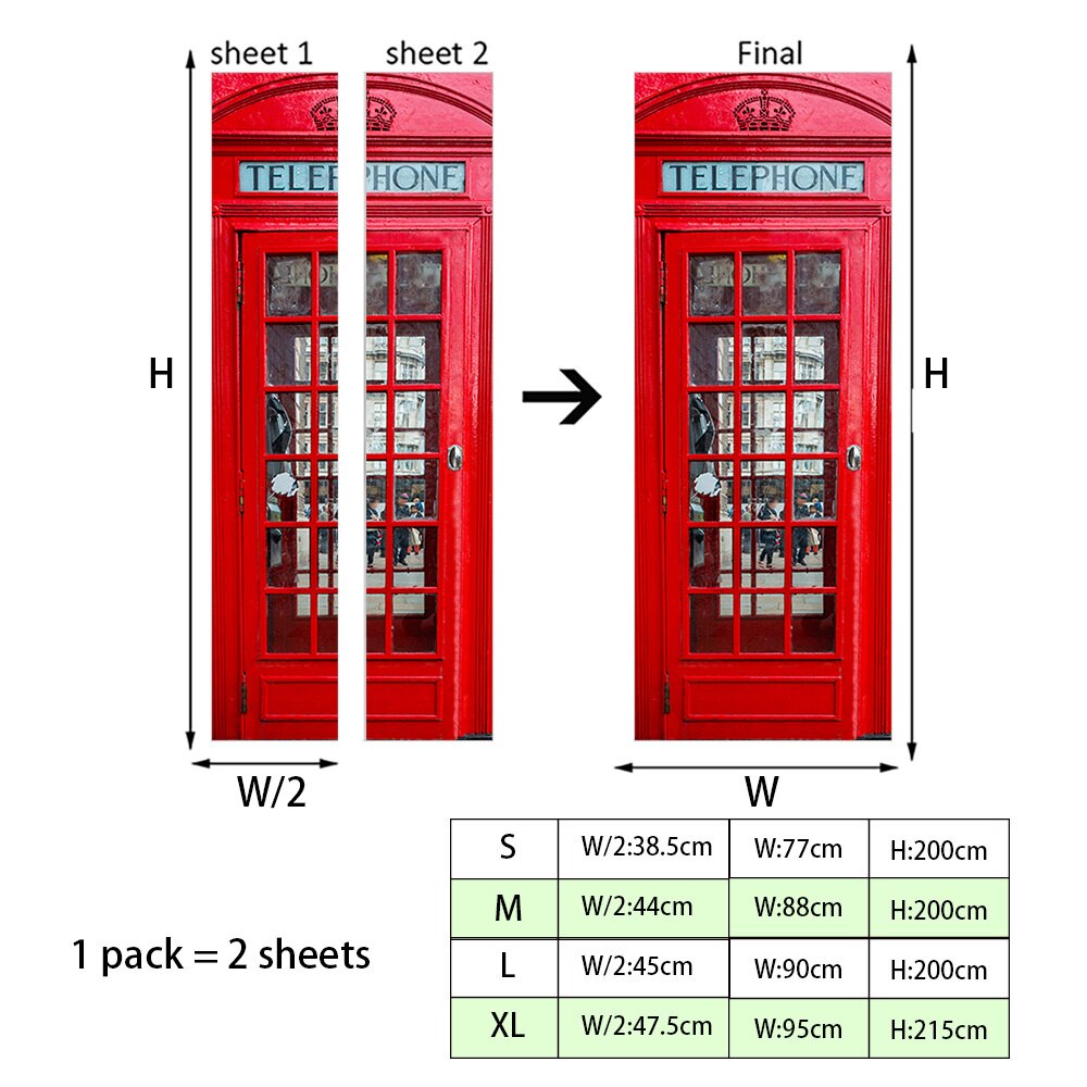 London Red Telephone Booth Home Wooden Door Renova... – Vicedeal