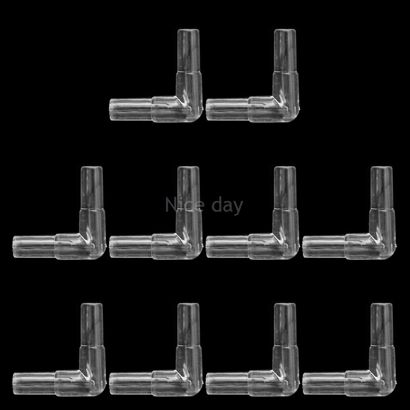 10Pcs 2 Way Clear Connector Elbow Tube Air Valves Fitting Aquarium Fish ...