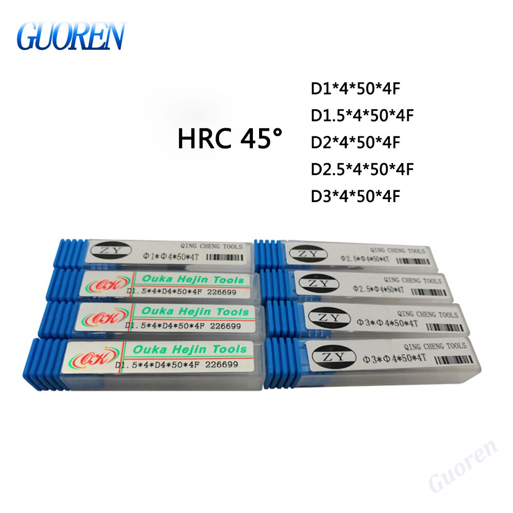 1pcs HRC45 carbide 4 Flute end mill 1mm 1.5mm 2mm ... – Grandado
