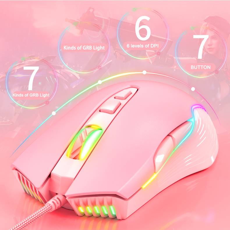 Onikuma CW905 Pink RGB Wired Gaming Mouse USB Game... – Vicedeal