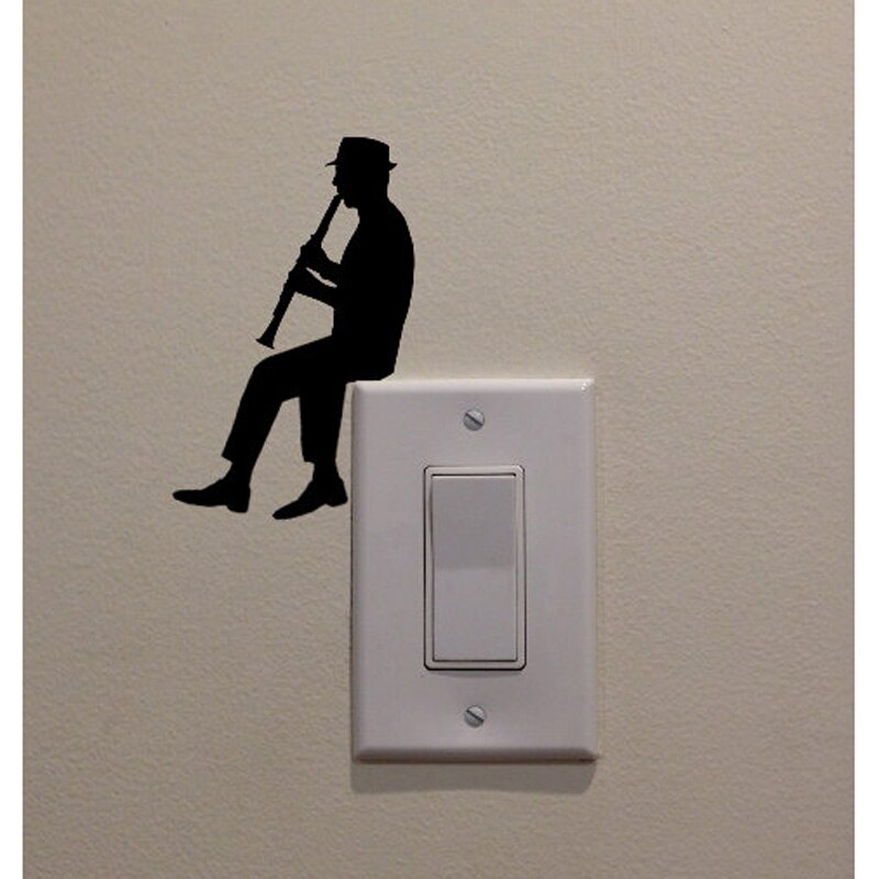 Man Playing Clarinet Vinyl Decoration Sticker Wall... – Grandado