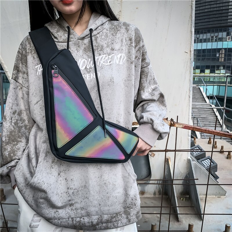 Techwear Colorful Reflective Irregular Crossbody B... – Grandado
