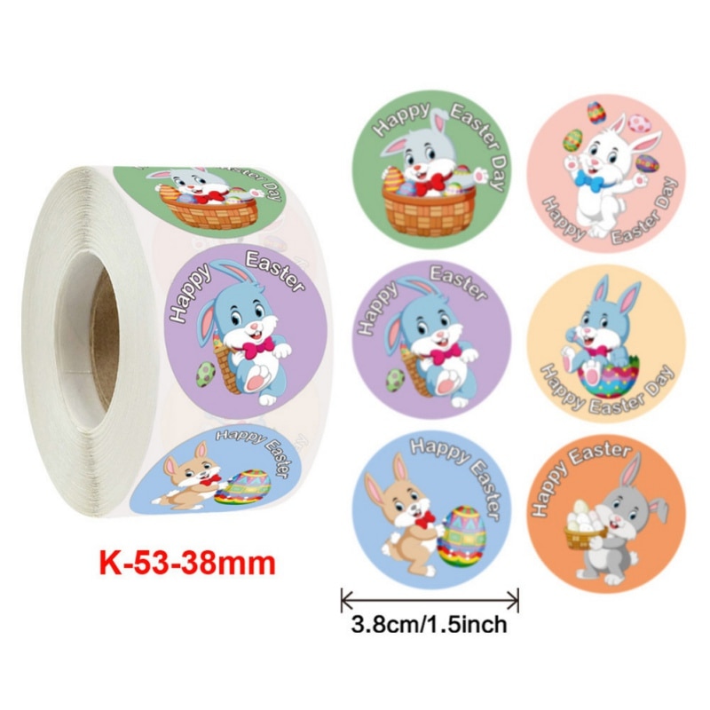 Sticker Dier Sticker Roll Ronde Pasen Sticker Deco... – Grandado