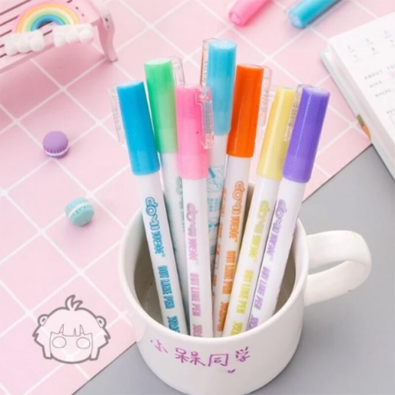 8 Pieces / Set Of Two-Line Pen Outline Pen Writing... – Vicedeal