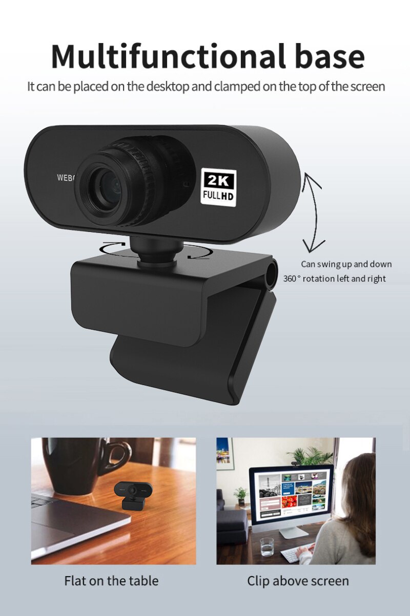 2K HD Auto Focus Webcam Built-in Microphone High-e... – Grandado