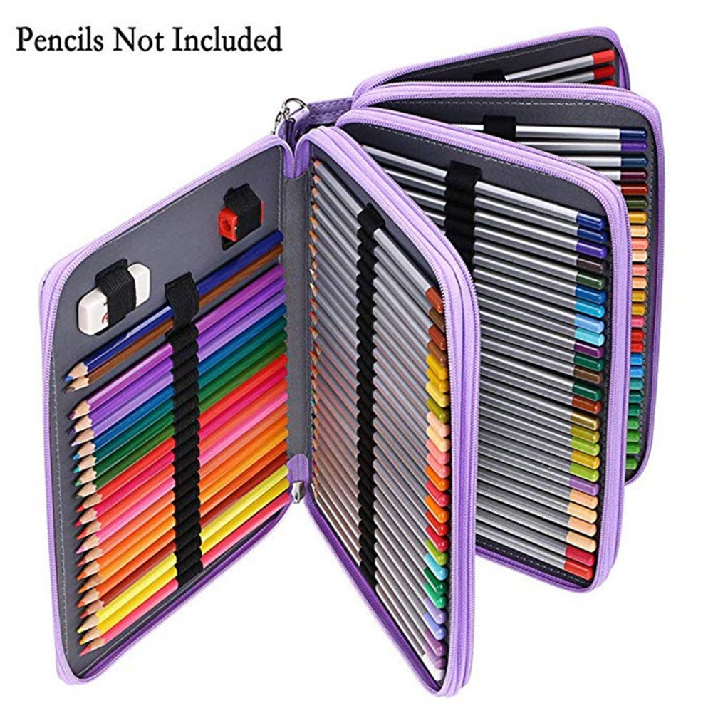 200 Slots PU Leather Large Capacity School Storage... – Grandado