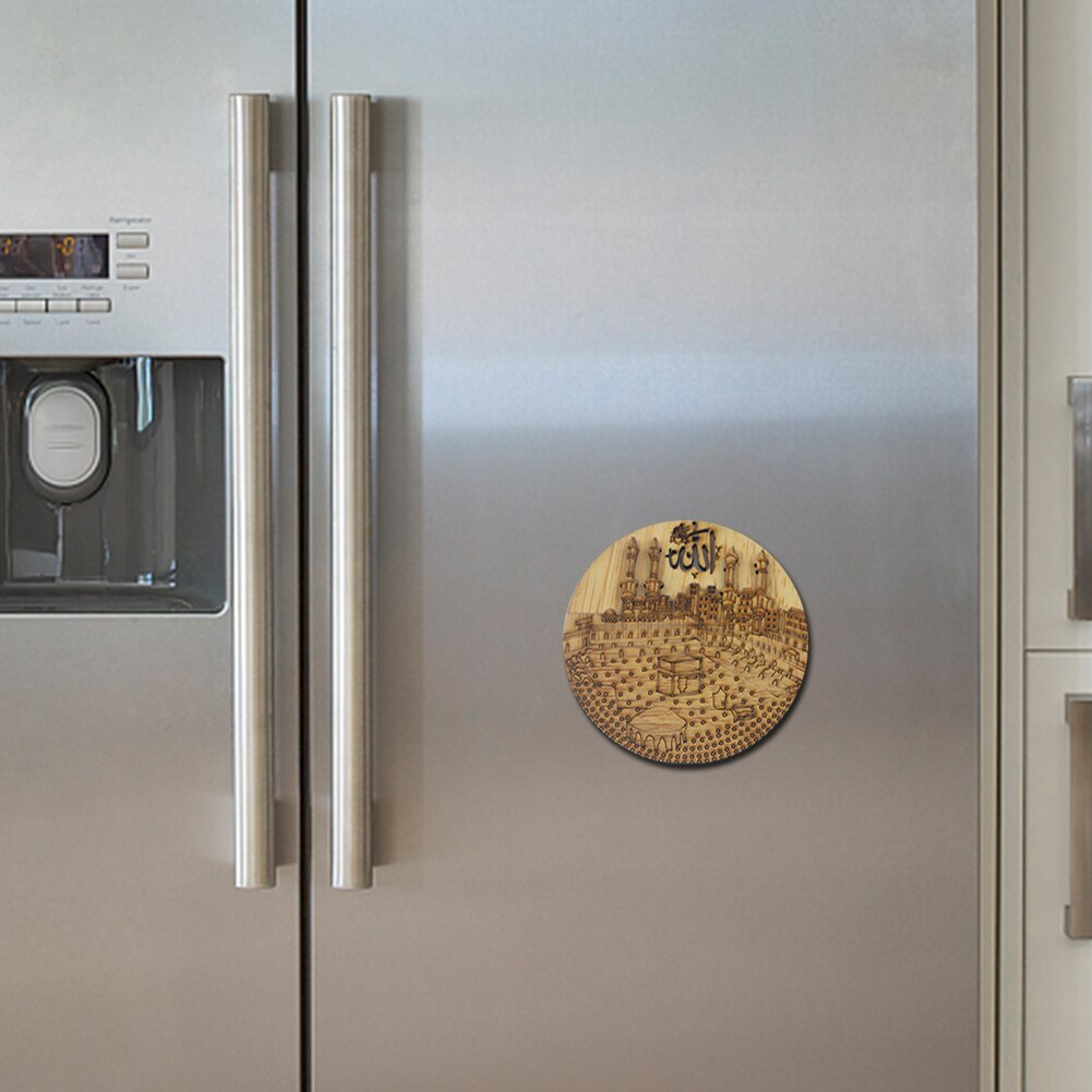 Round Wood Fridge Magnet Ramadan Eid al-Adha Refri... – Grandado