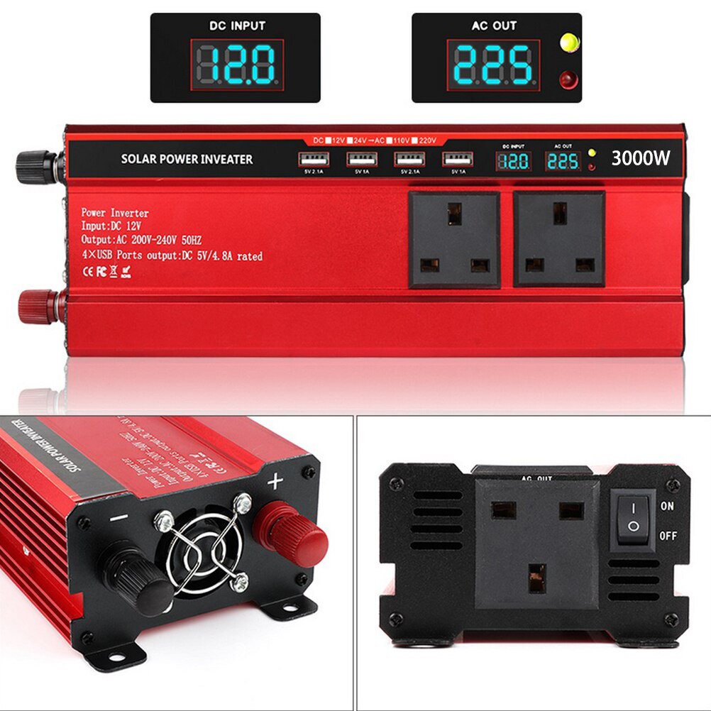 Solar Inverter DC12V to AC 220V 3000W 4000W Car In... – Grandado