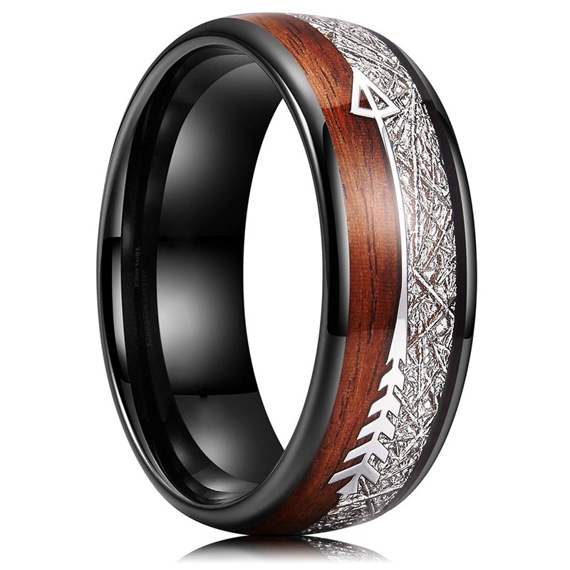 Vintage trä ådring pil ring klassiska män 8mm rost... – Grandado